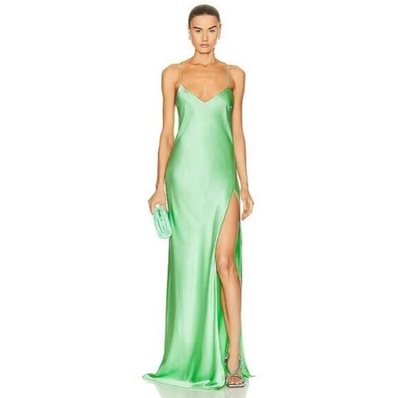 The Sei | Dresses | The Sei Strappy Bias Gown Mint Green Silk Satin ...